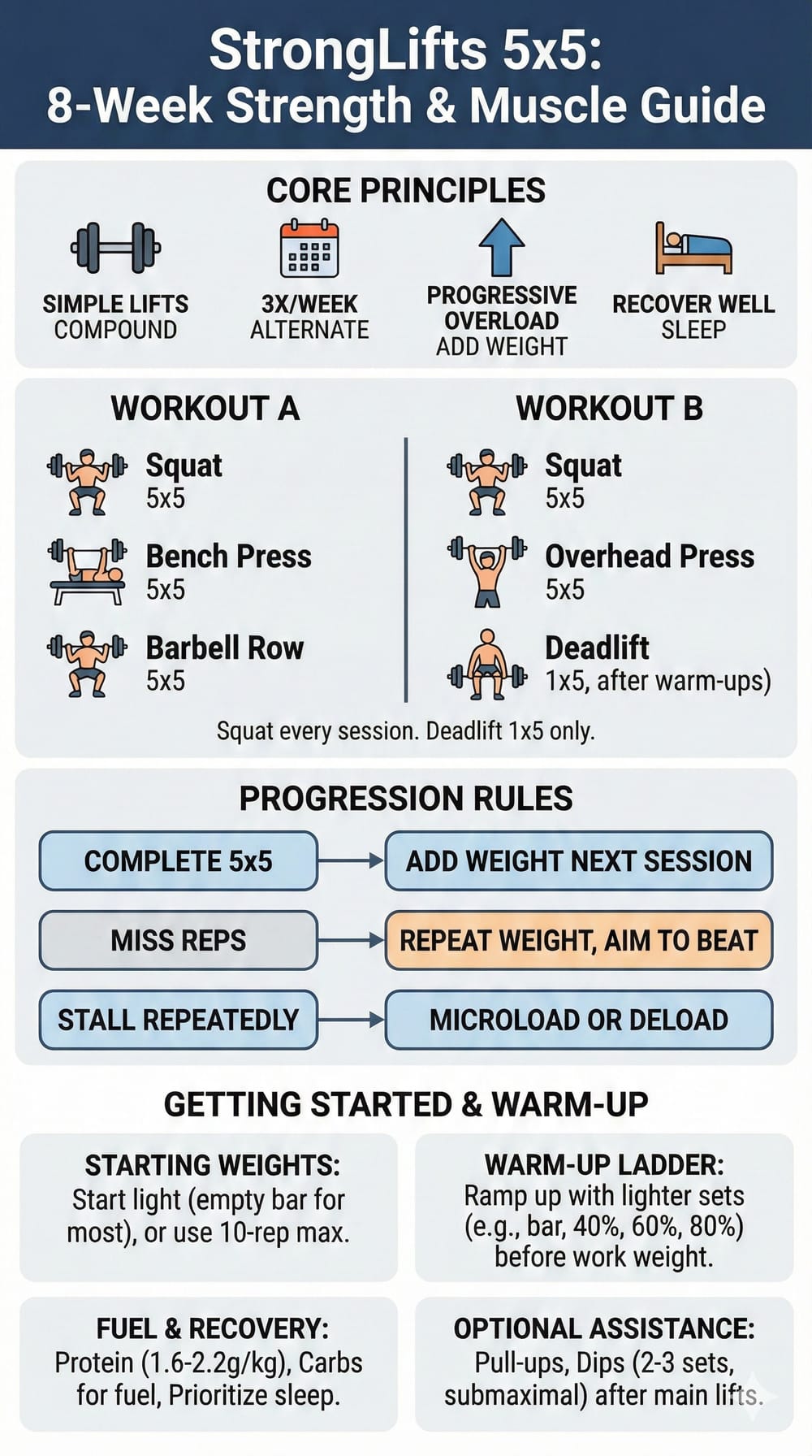 5x5 Stronglifts: 8-Week Workout Plan for Strength & Muscle Gains