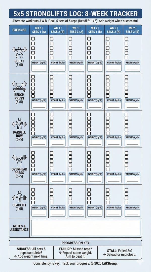 5x5 Stronglifts: 8-Week Workout Plan for Strength & Muscle Gains